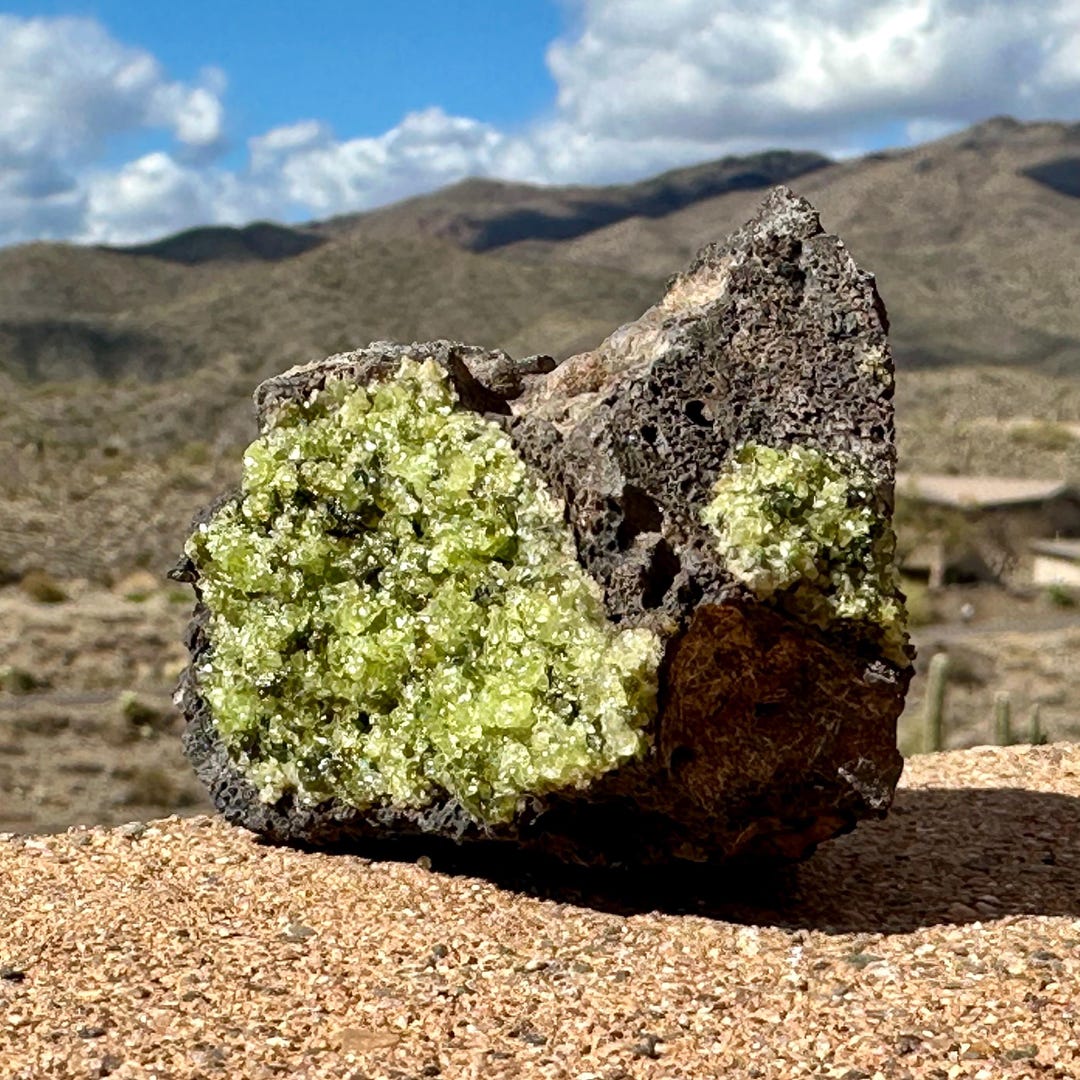 Small Raw Peridot in Basalt Mineral Specimen, Foresterite, Raw Peridot ...