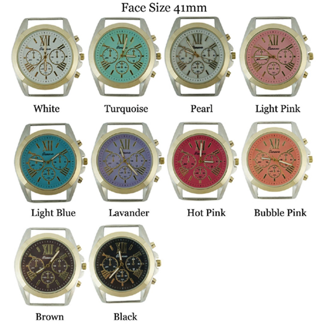 Geneva 3 Eye Designer Chrono Round Solid Bar Beading Watch Face 41mm - Etsy