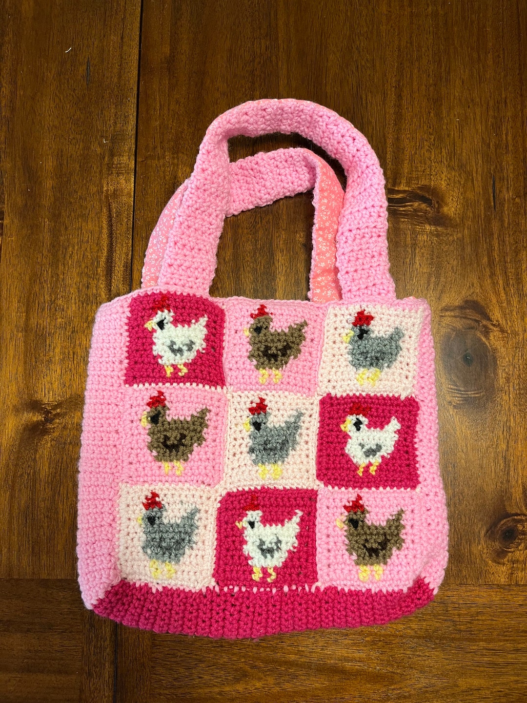 Pink Crochet Chicken Bag - Etsy