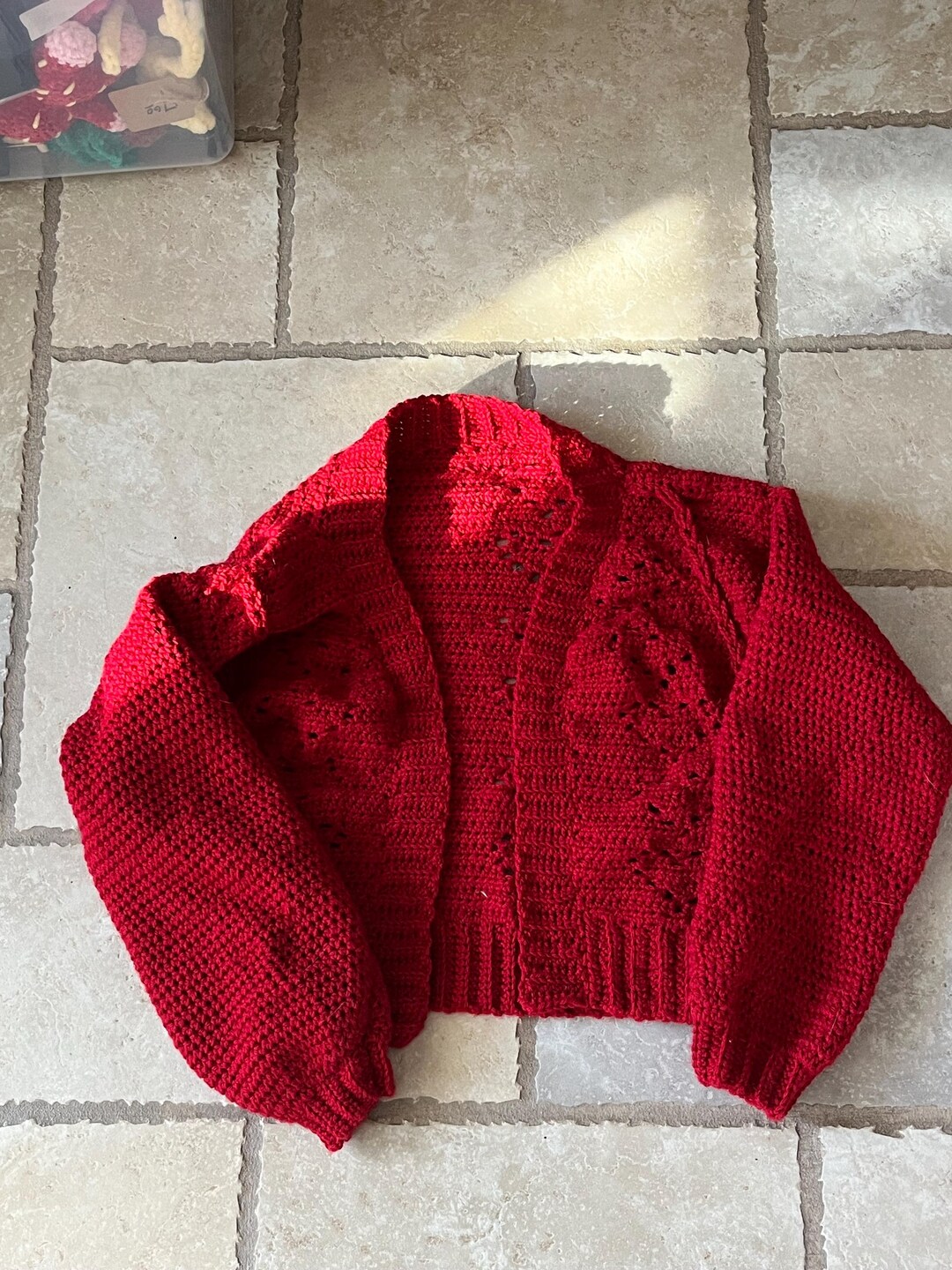 Red Crochet Heart Cardigan - Etsy