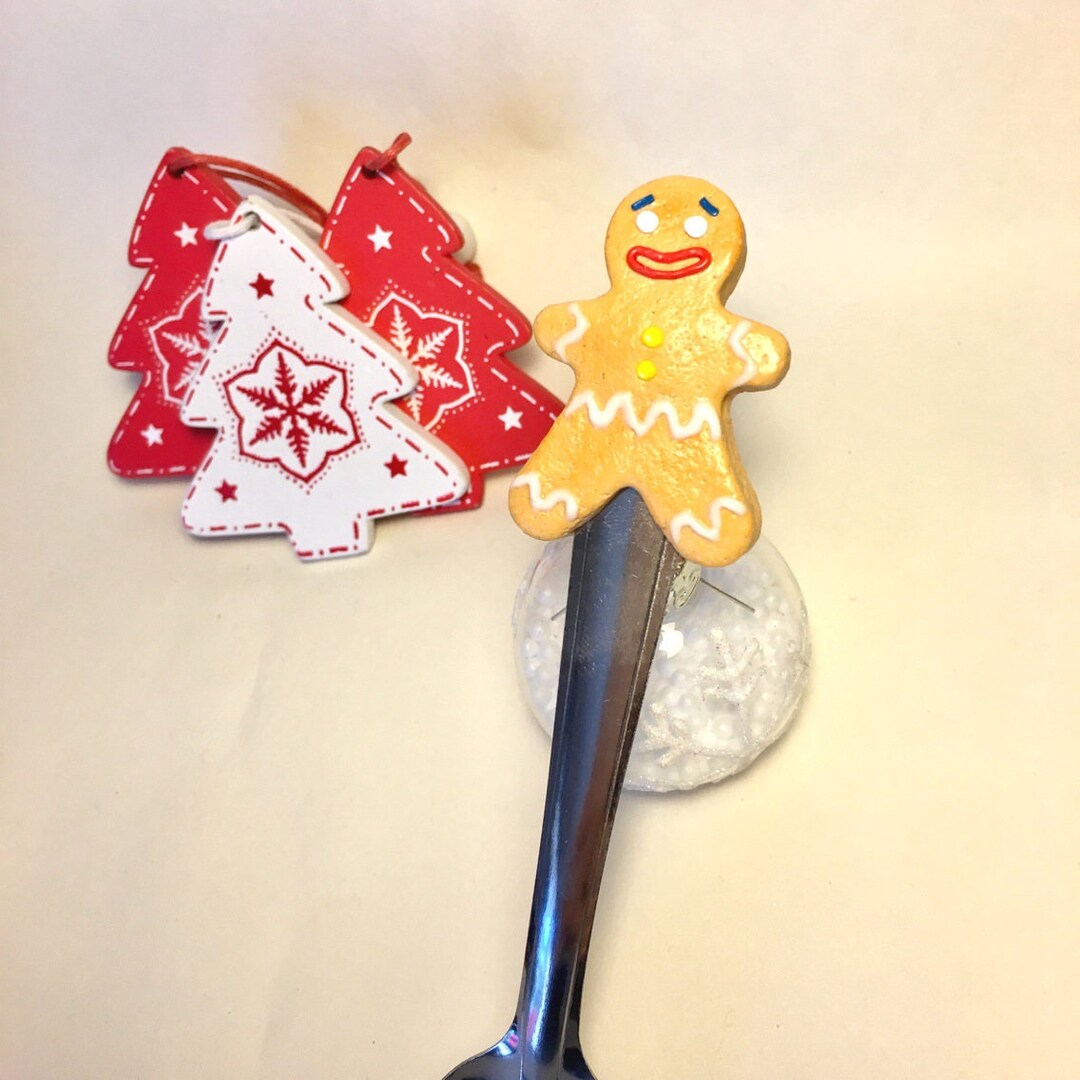 Small Gingerbread Man Spoon in Fimo - Etsy