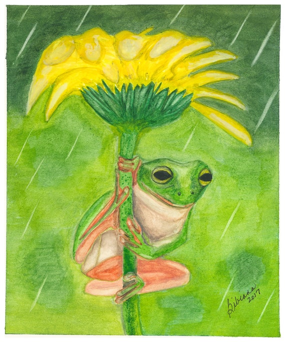 Frog in the Rain - Etsy