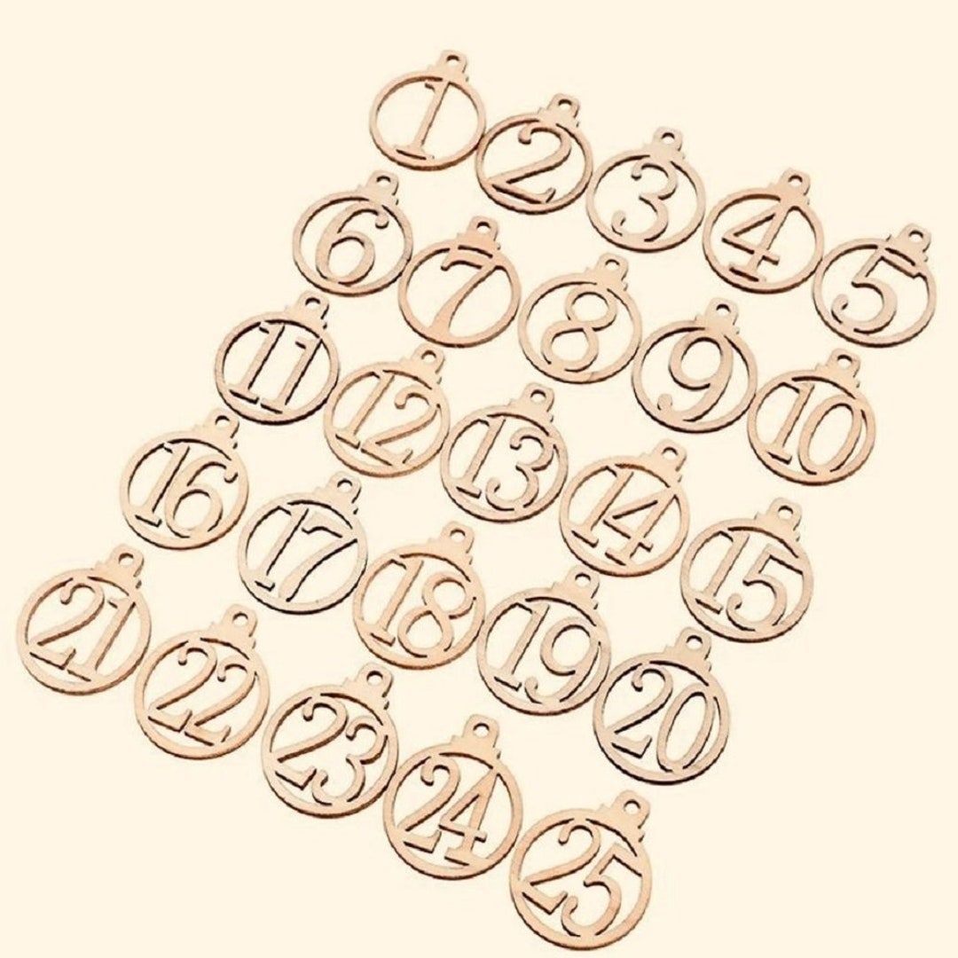 Wooden Round Number, 25 Pcs - Number 1 to 25 - Christmas Advent ...