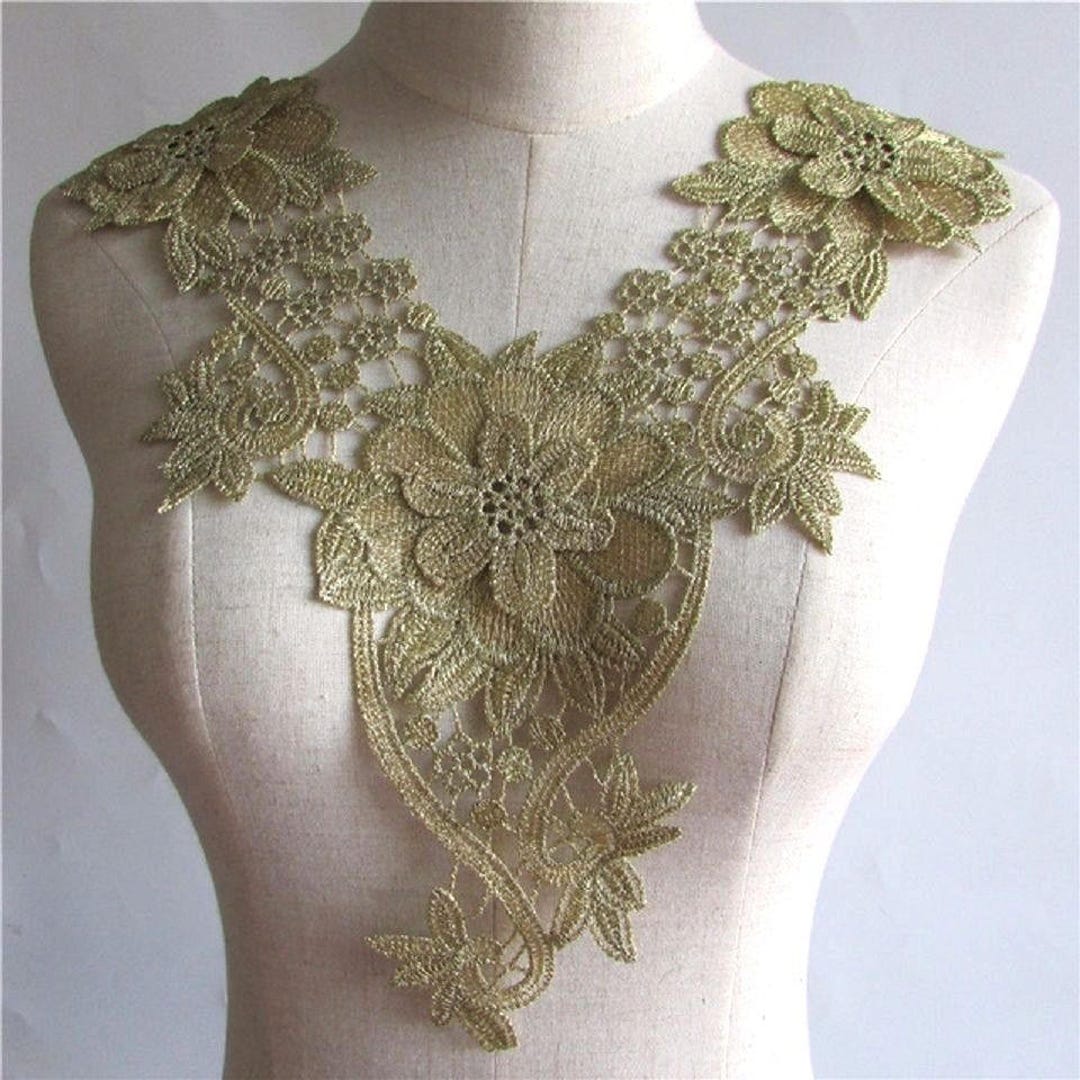 Lace Collar Plastron Guipure / GOLDEN THREADS 33 X 36 Cm Sewing ...
