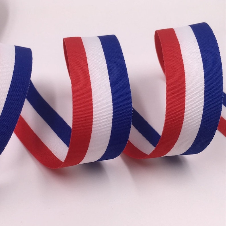 THIN TRICOLOR RIBBON Double-sided, Blue White Red Stripe, Patriotic ...