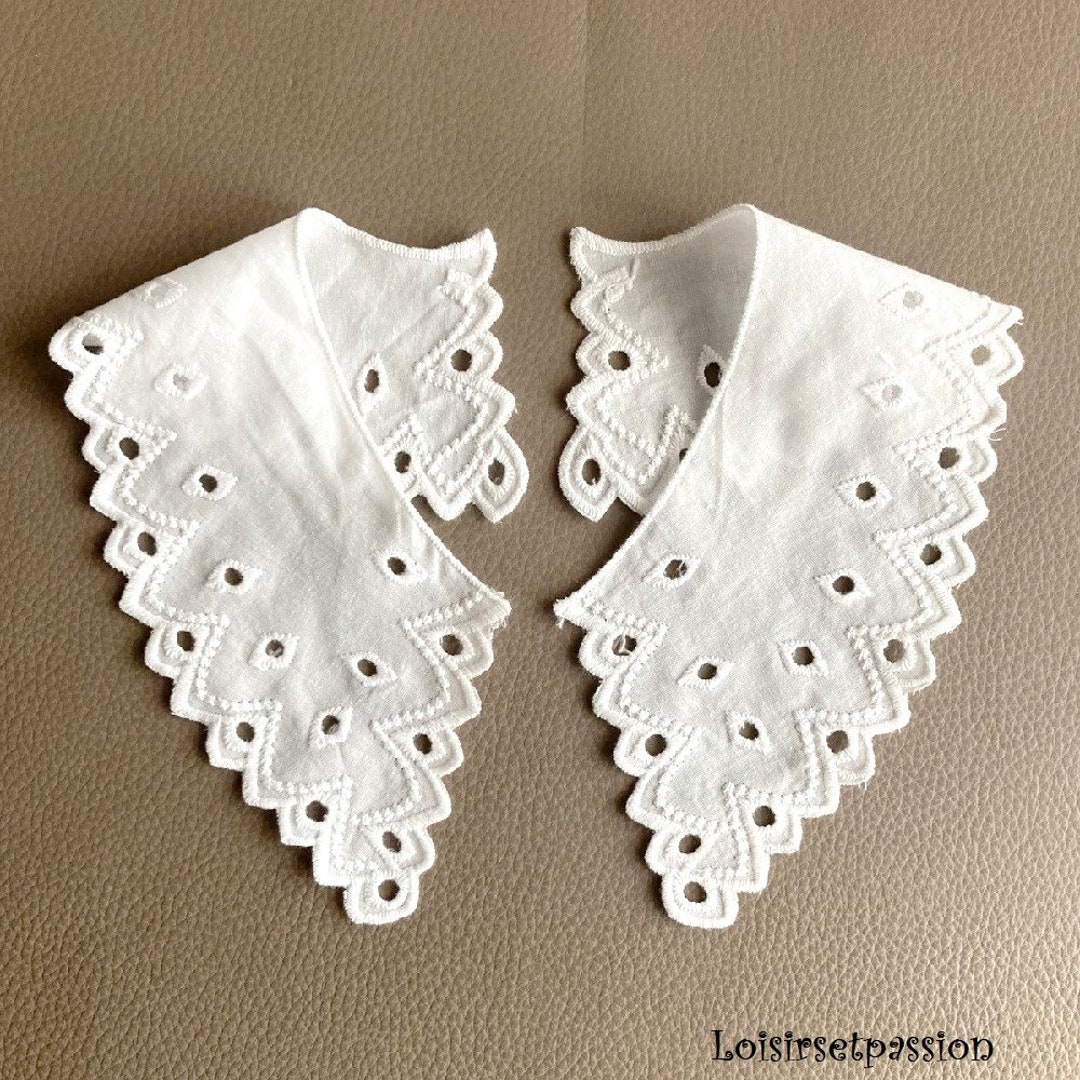 Claudine COLLAR, Neckline Lace Choker Broderie Anglaise, Wave Scallop ...