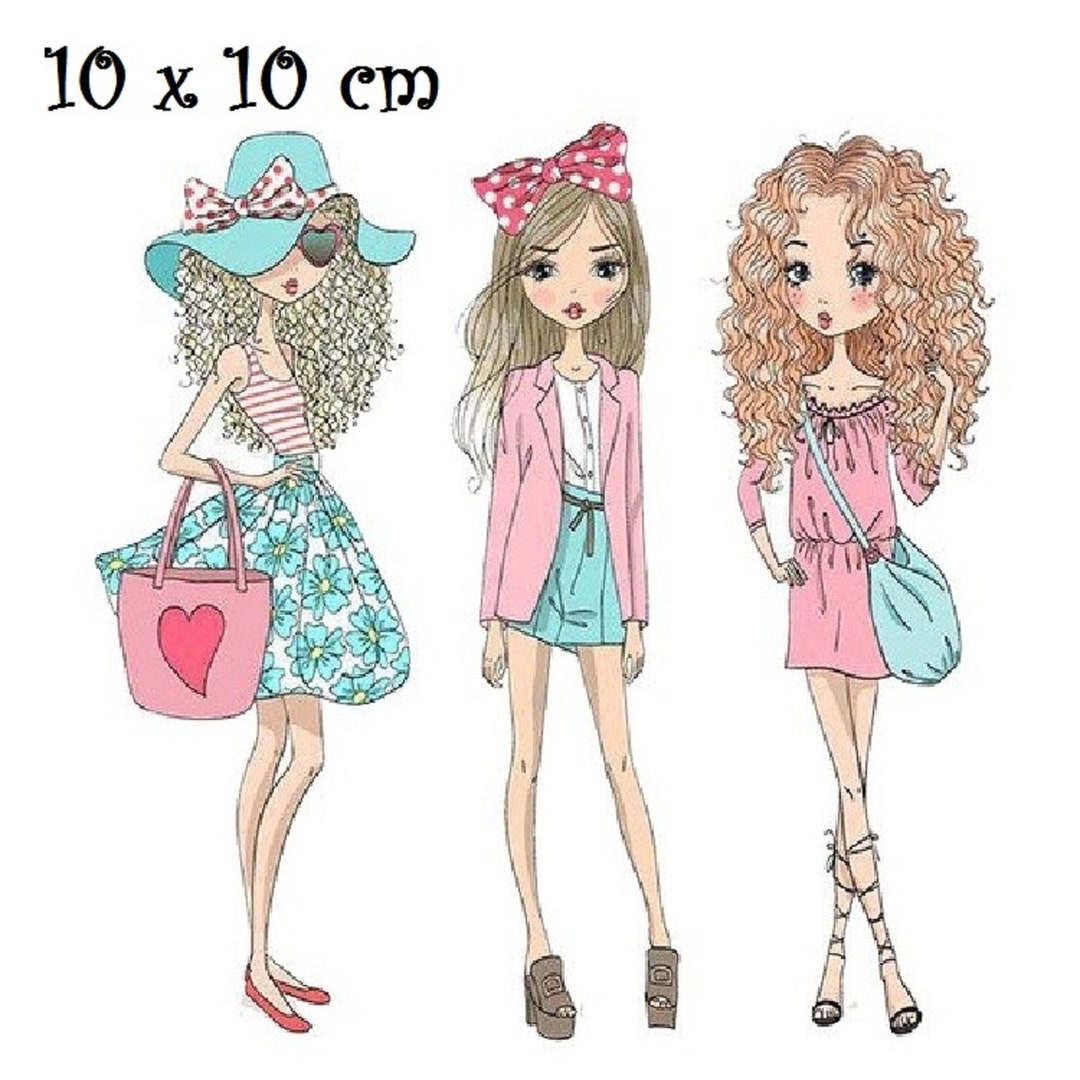 Wall Patch, Drawing Heat Adhesive Transfer, TRIO YOUNG GIRL Coquette ...