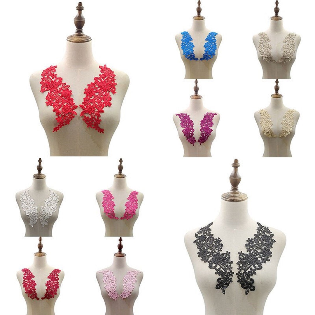 SET of 2 SYMMETRICAL APPLIQUES, Arabesque Flower 10 X 26 Cm Wedding ...
