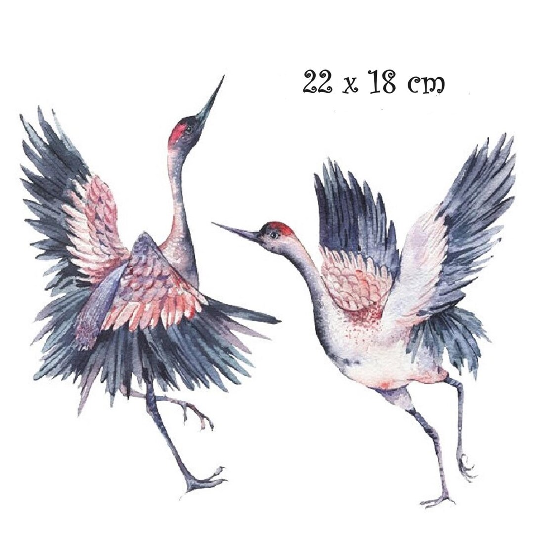 Applique Patch, Iron-on Transfer Design, Bird Couple Crane Stork, Pink ...