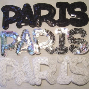 Large Iron-on Sequin Patch Badge LETTER MOT PARIS 8 X 24 - Etsy