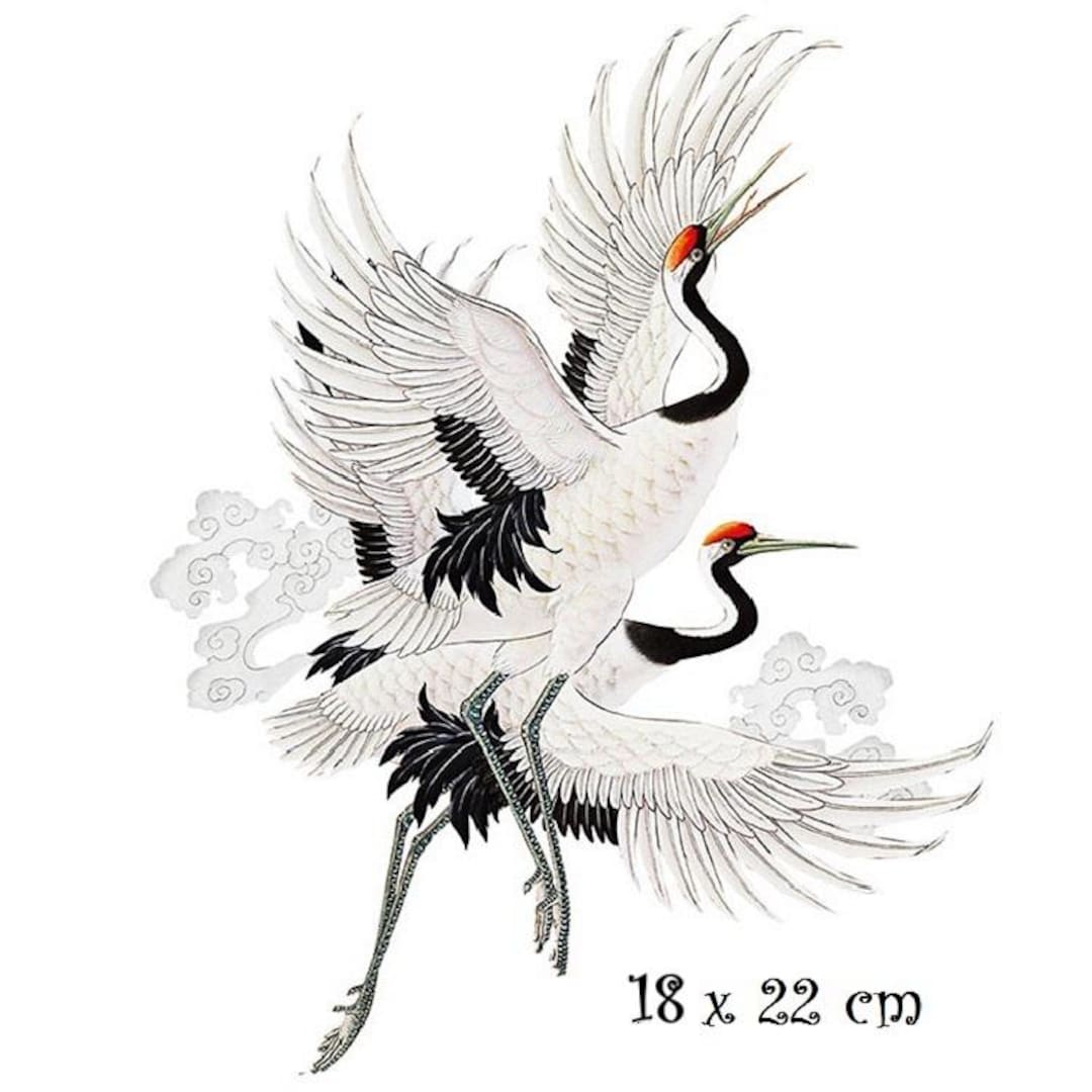 Applique Patch, Iron-on Transfer Design, Birds Crane Stork Couple ...