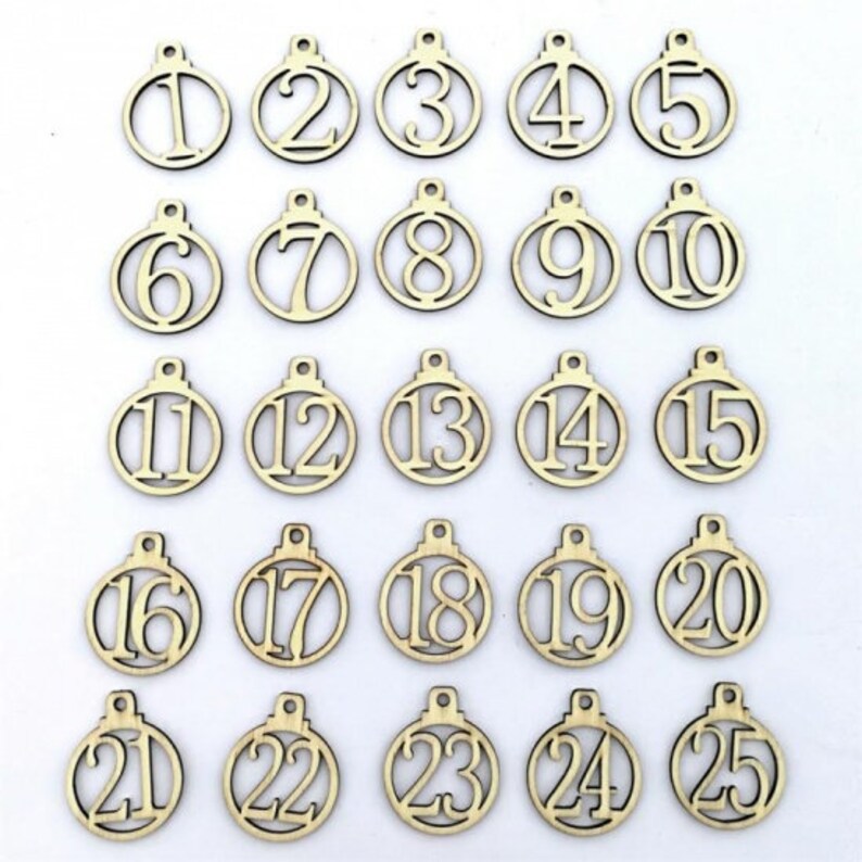 Wooden Round Number, 25 Pcs - Number 1 to 25 - Christmas Advent ...