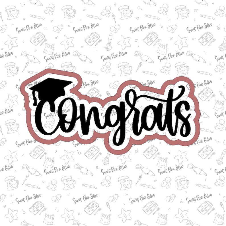 Congrats Grad Hand Lettered Cookie Cutter With or Without | Etsy
