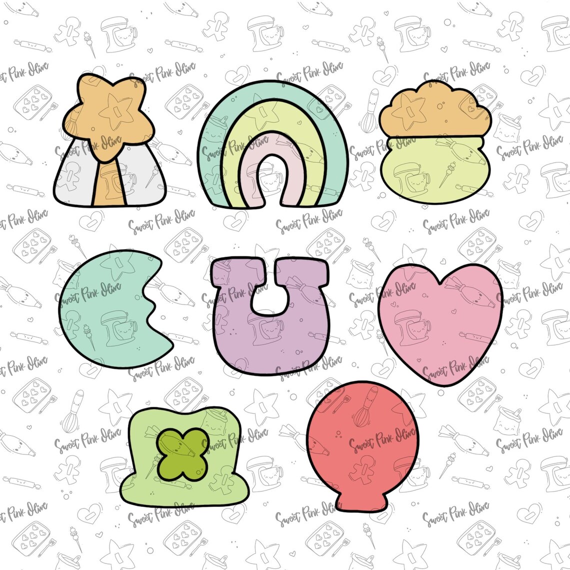 Lucky Charm Set 2 Cookie Cutters, Fondant and Playdoh Cutters Too ...