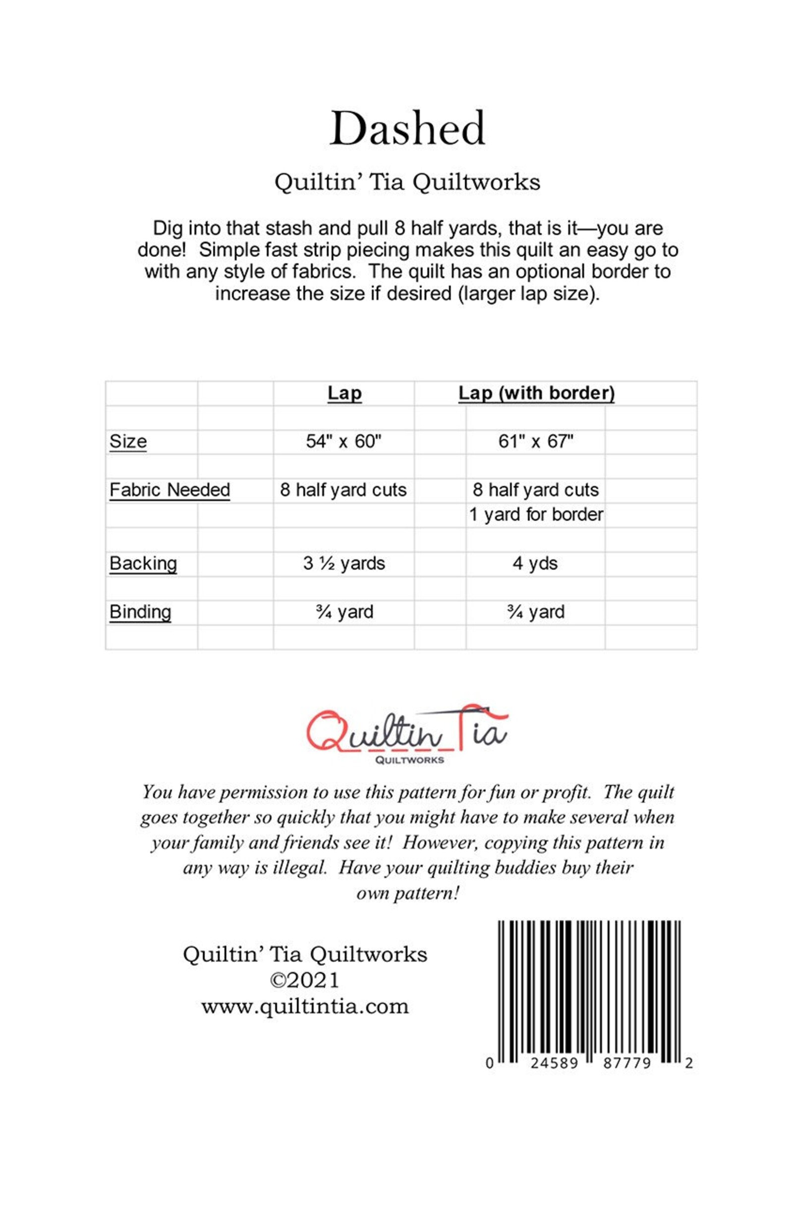 Dashed Quilt Pattern From Quiltin' Tia Quiltworks - Etsy