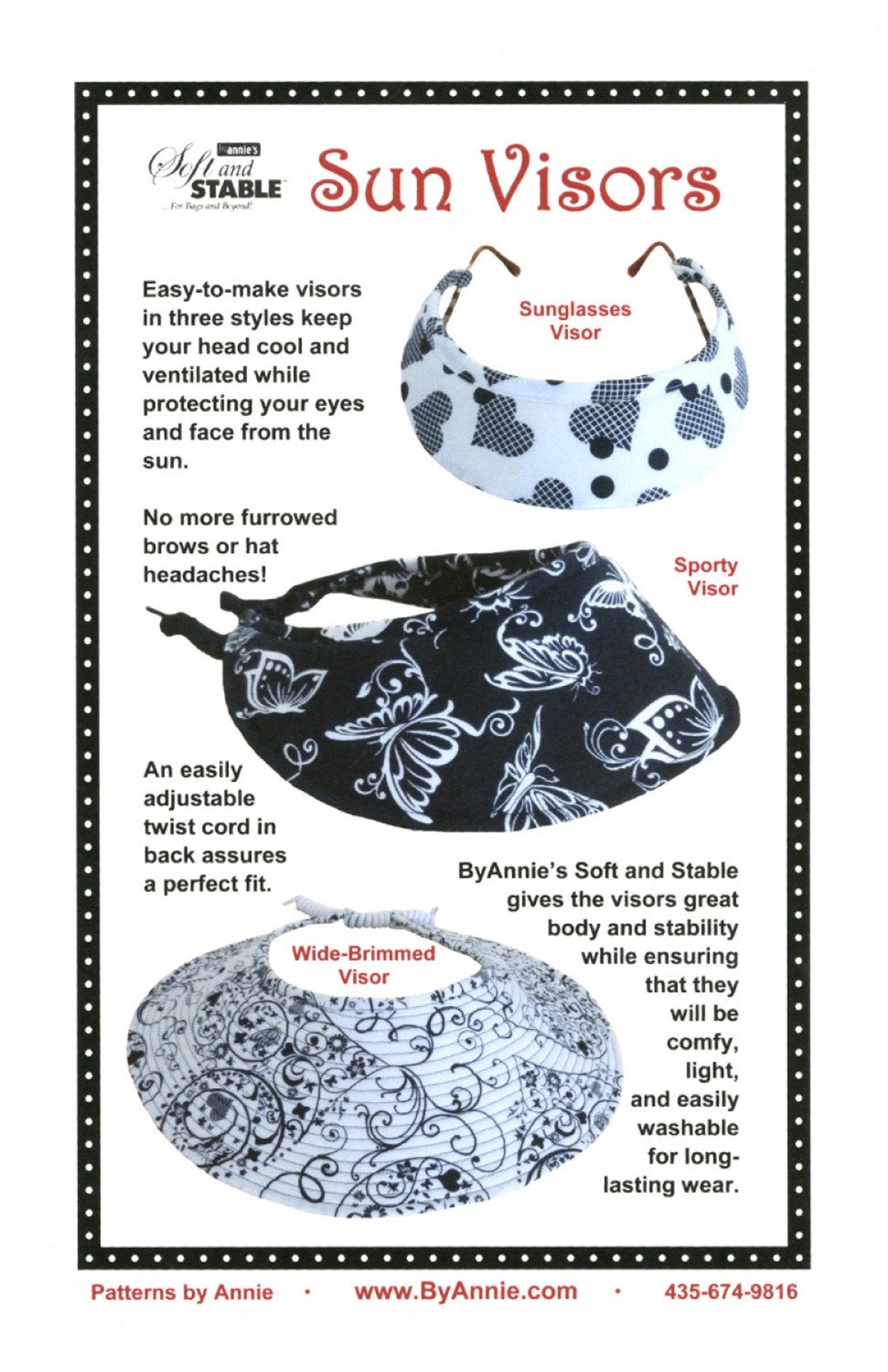 Sun Visors Pattern (pattern Only) From Byannie.com - Etsy