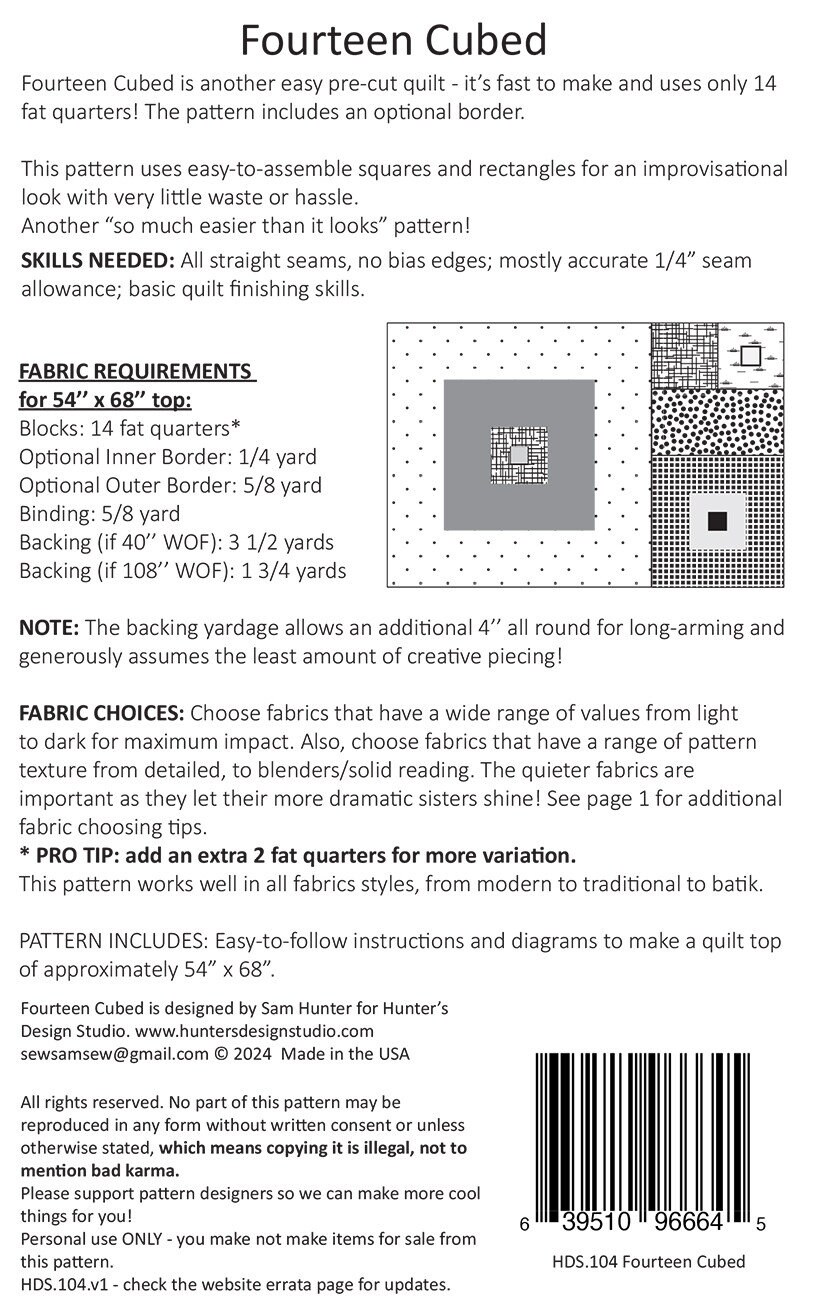 Fourteen Cubed Quilt Pattern From Hunter's Design Studio - Etsy