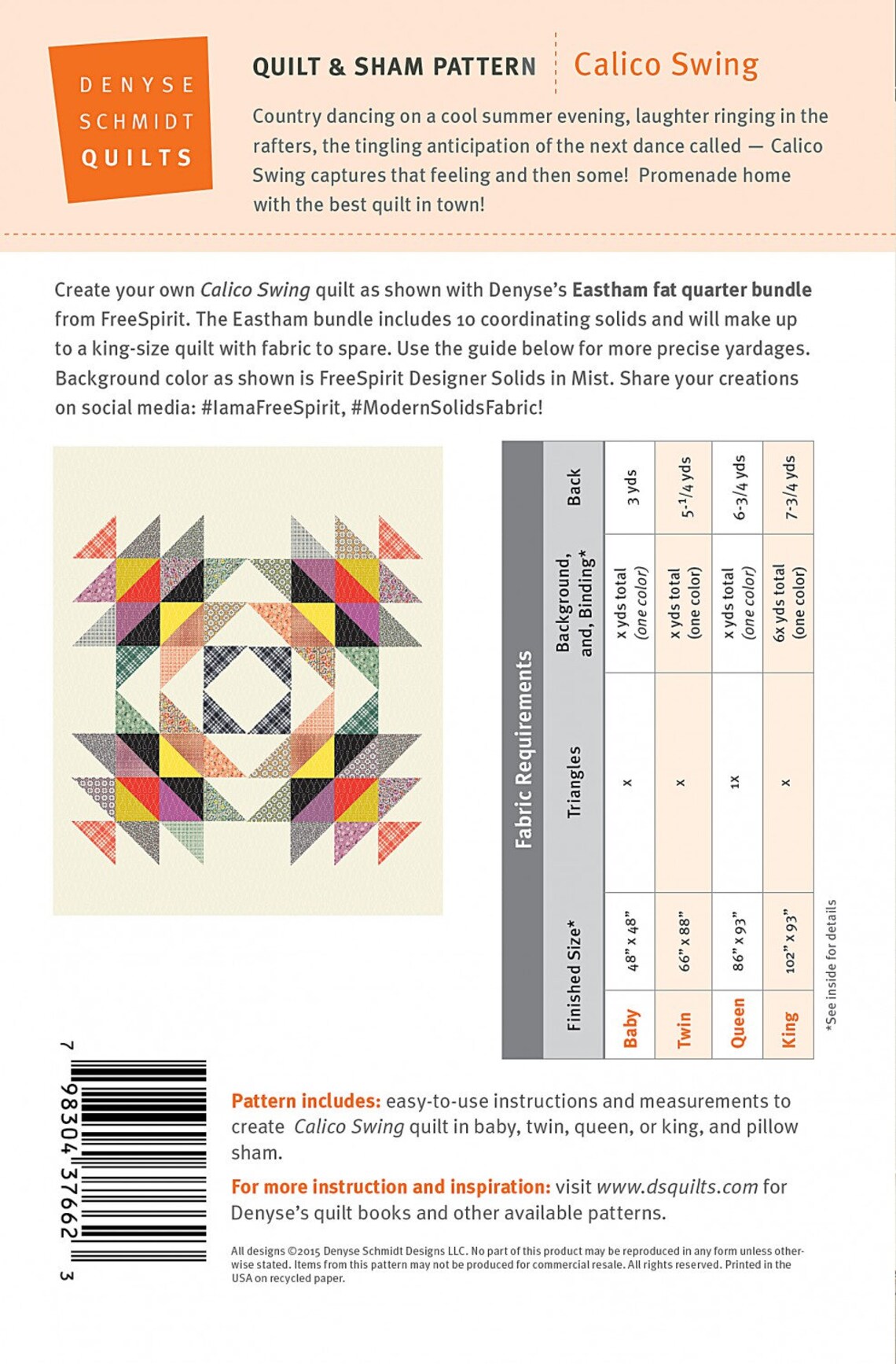 Calico Swing Quilt Pattern by Denyse Schmidt Quilts - Etsy