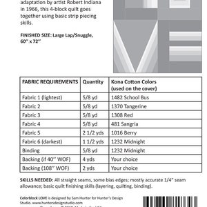 Colorblock LOVE Quilt Pattern by Sam Hunter for Hunter's - Etsy