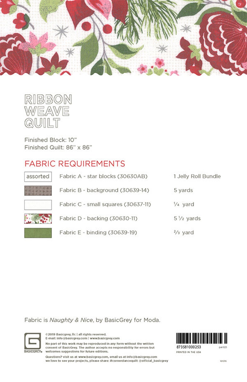 Ribbon Weave Quilt Pattern Designed by Audrey Tanke for Basicgrey - Etsy