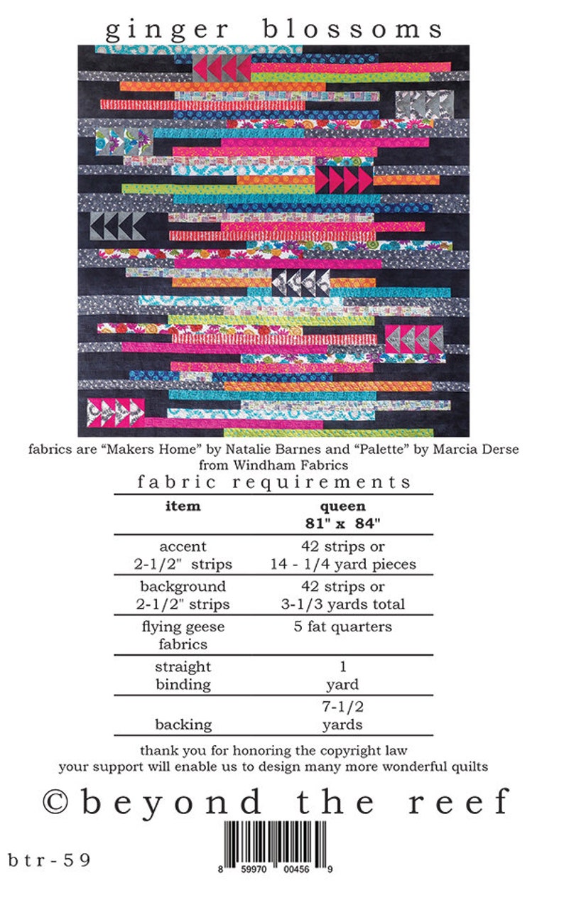 Ginger Blossoms Quilt Pattern From Beyond the Reef Btr-59 - Etsy