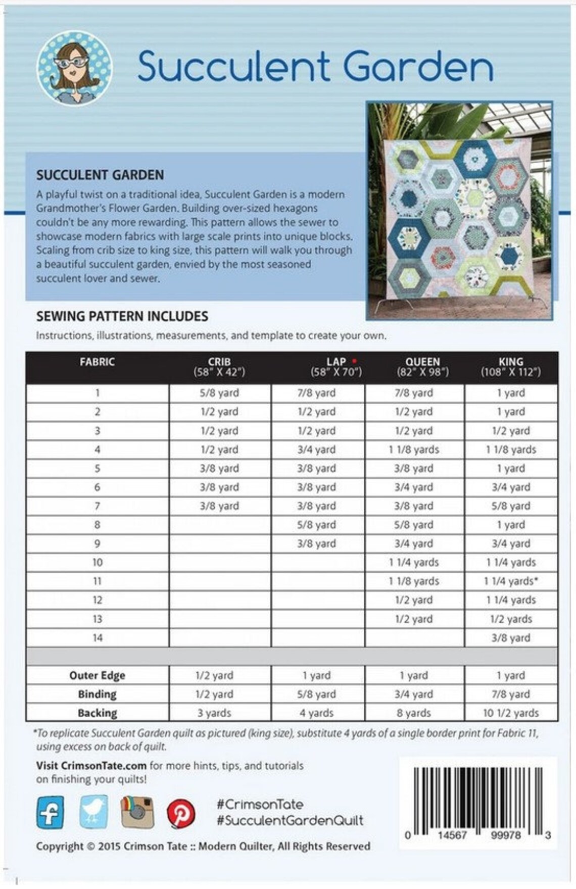 Succulent Garden quilt pattern from Crimson Tate | Etsy