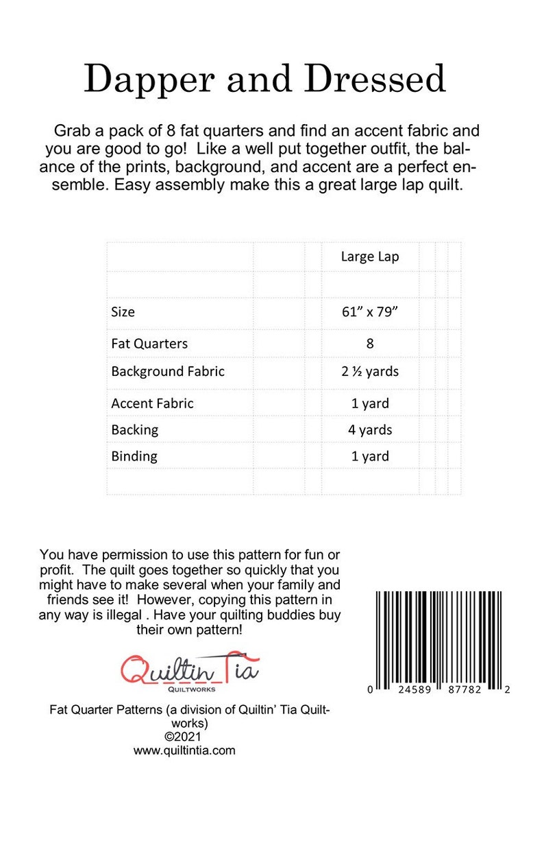 Dapper and Dressed Quilt Pattern From Quiltin' Tia - Etsy