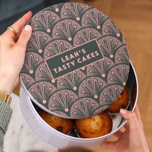 Personalised Art Deco Baking Cake Tin Gift, Personalised Cake Tin, Cake ...