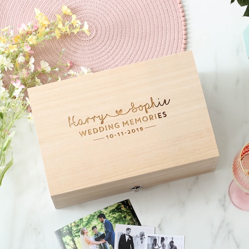 Personalised Wooden Wedding Keepsake Box for Couples - Etsy