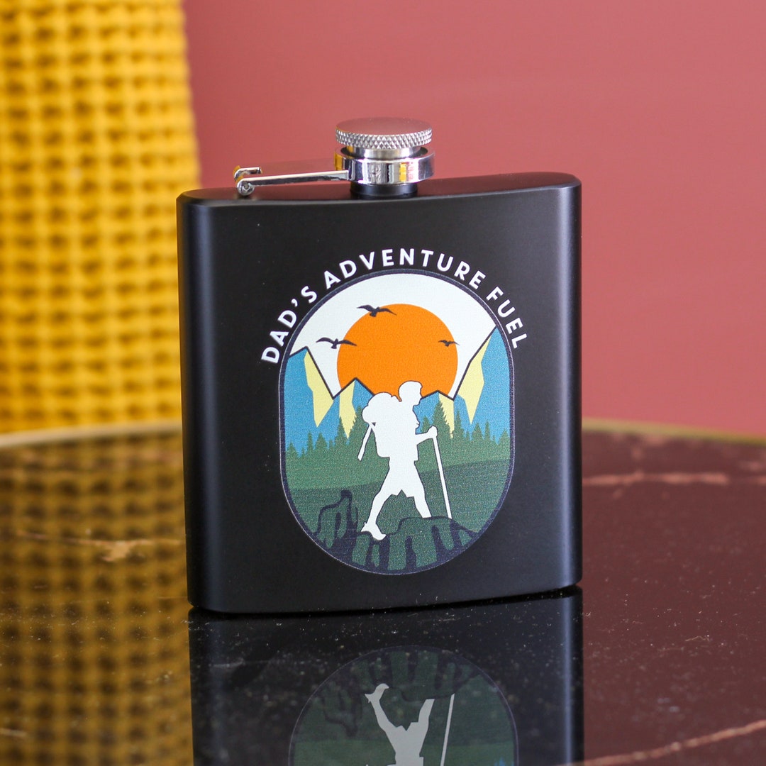 Personalised Dad's Adventure Fuel Travel Hip Flask, Pesonalised Hip ...