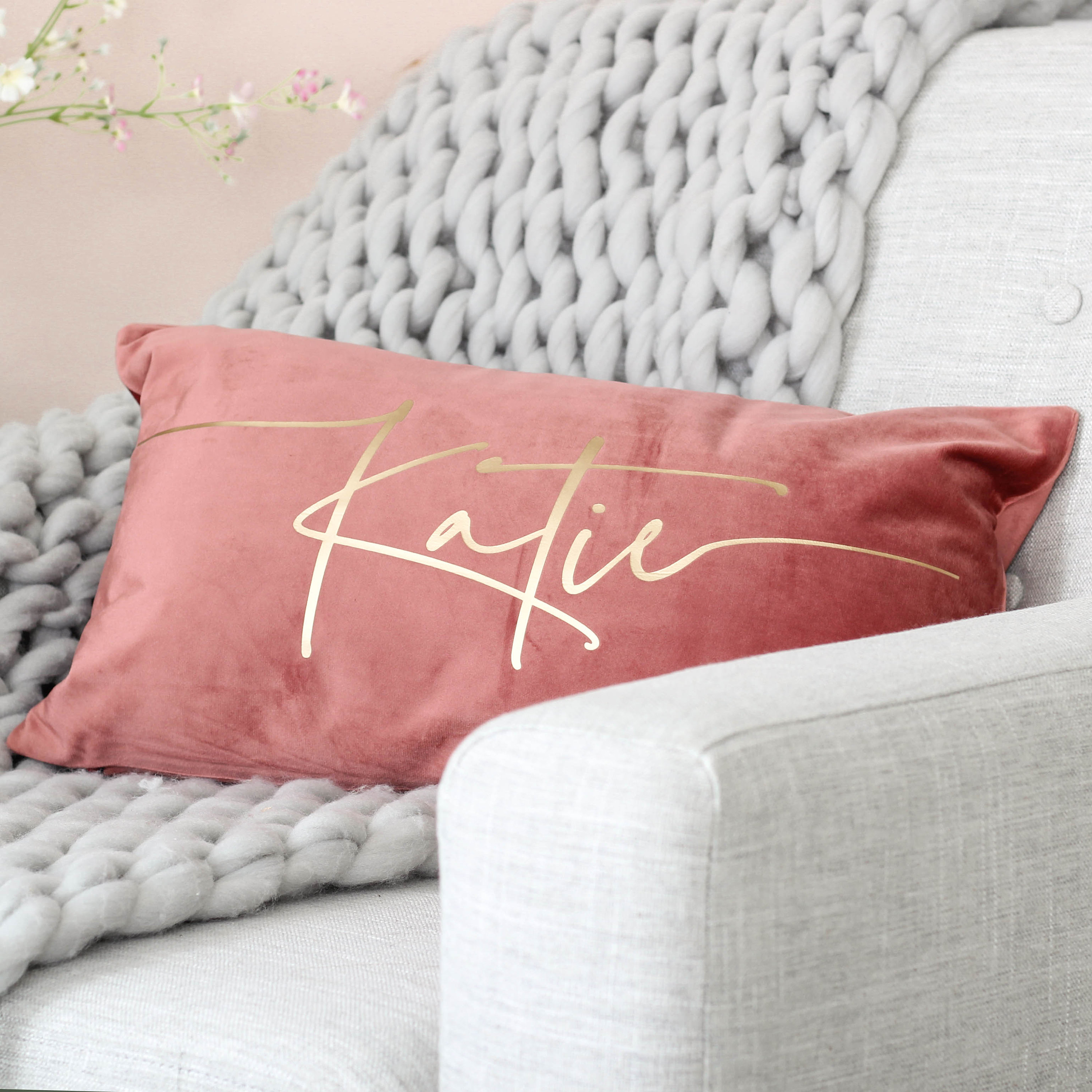 Personalised Script Font Name Velvet Cushions, Personalised Cushions ...