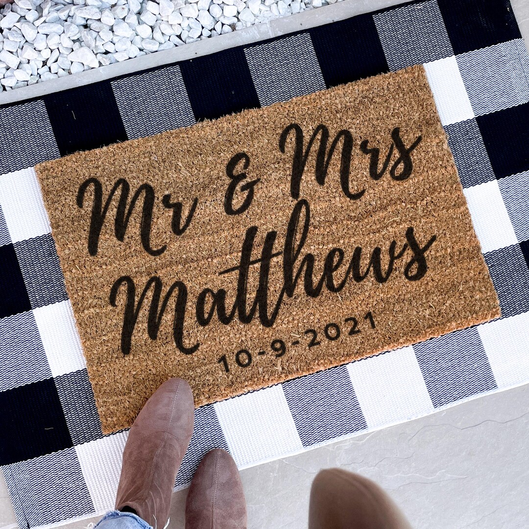 Personalised Mr and Mrs Door Mat, Welcome Mat Personalized, Custom ...