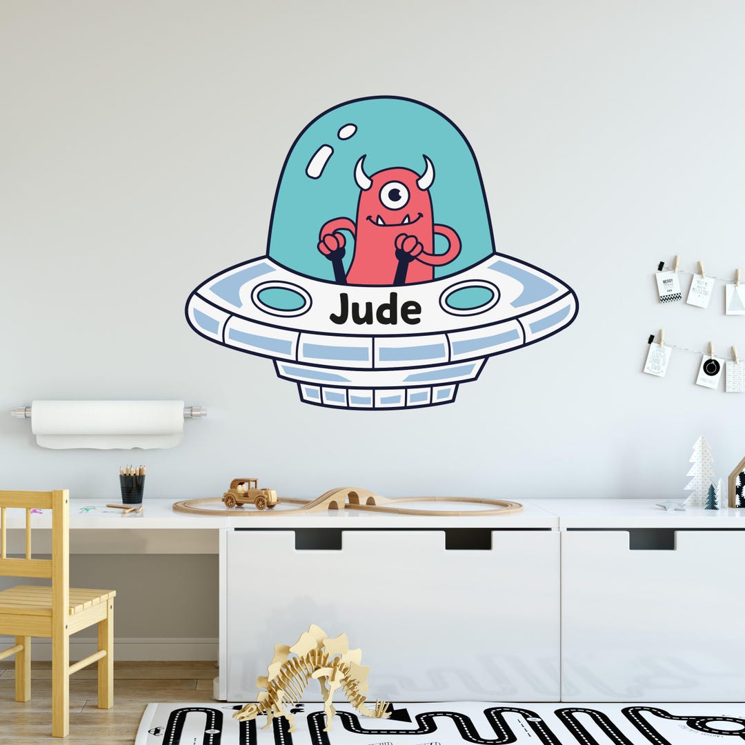 Personalised Alien Sticker for Kids Room or Nursery Wall Decal Vinyl ...