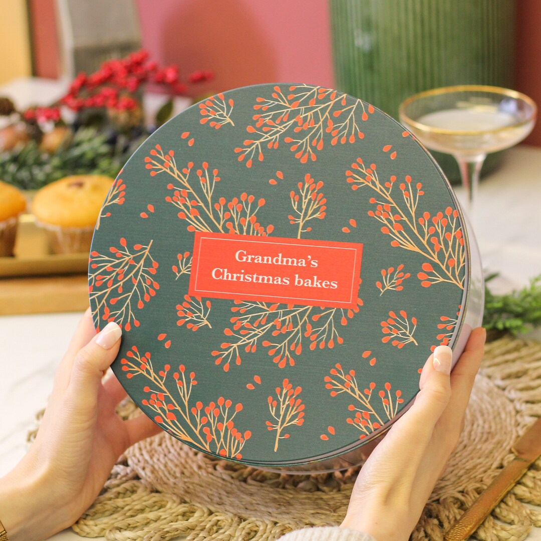 Personalised Christmas Floral Tin Gift for the Home - Custom Cake ...