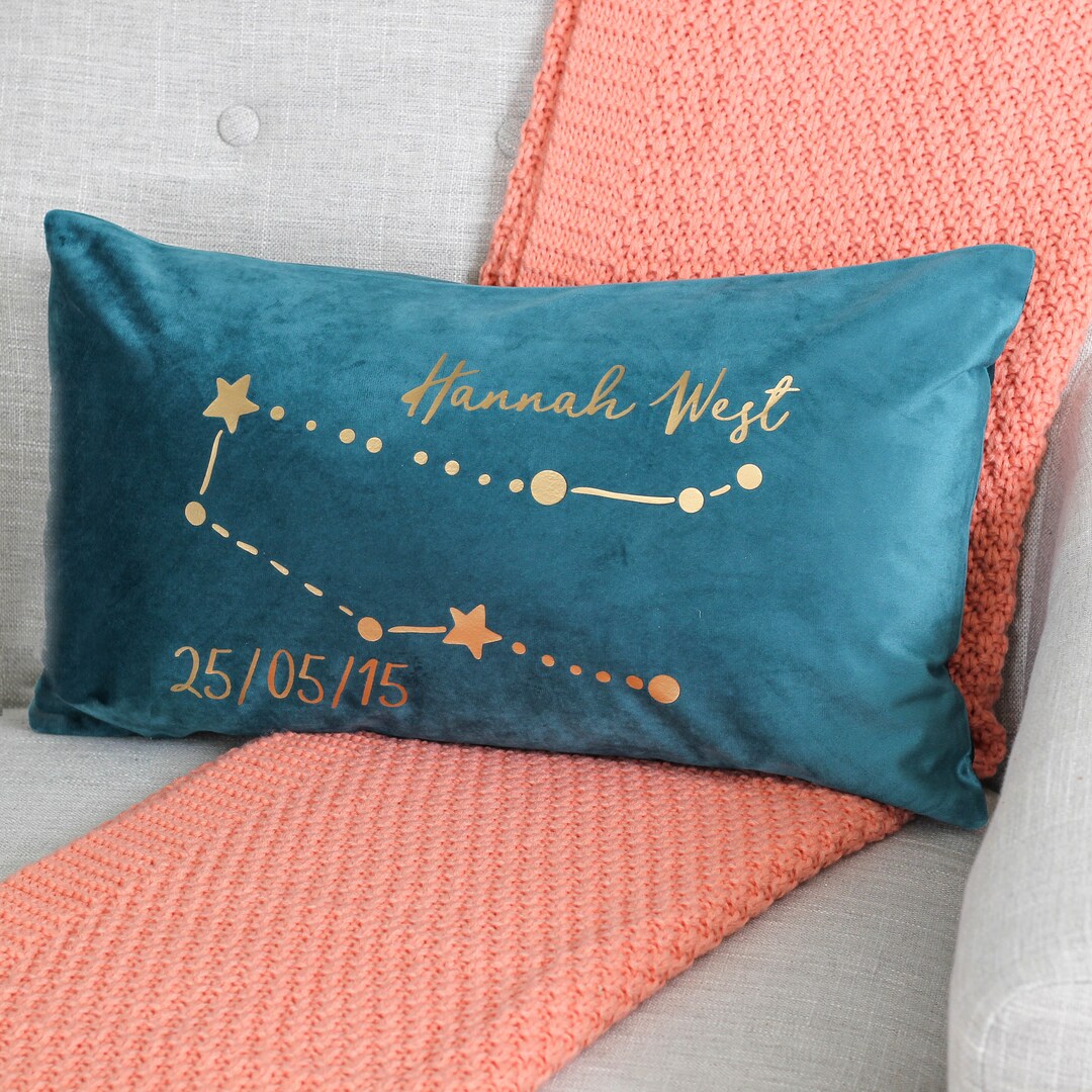 Personalised Star Sign Velvet Cushion for Her Home, Star Sign Cushion ...