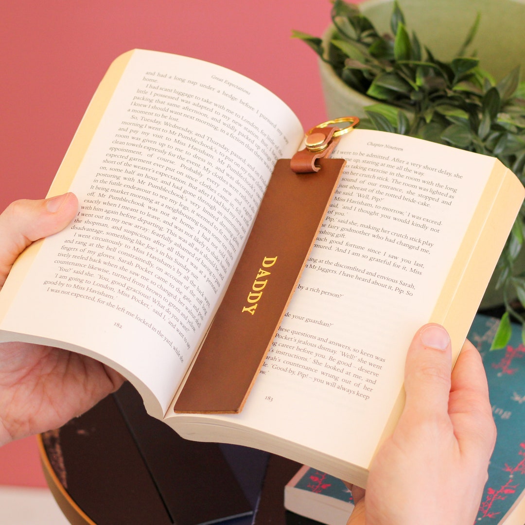 Personalised Leather Bookmark Gift for Him or Her, Personalised ...