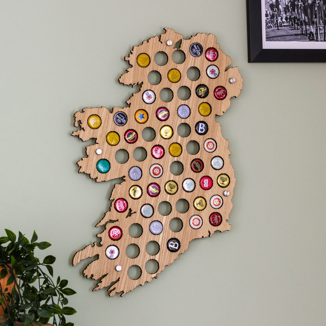 Personalised Ireland Beer Cap Map Wall Art, Beer Cap Collector, Beer ...
