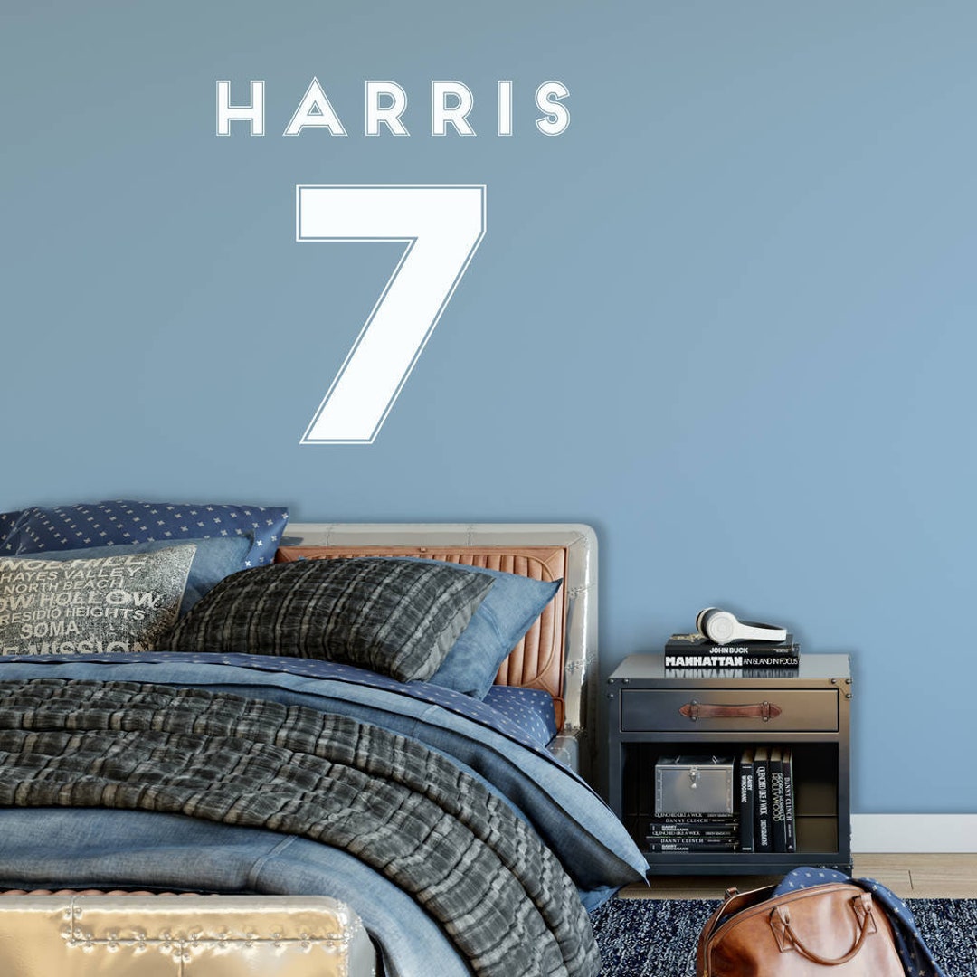 Personalised Football Shirt Number Wall Sticker, Personalised Wall ...