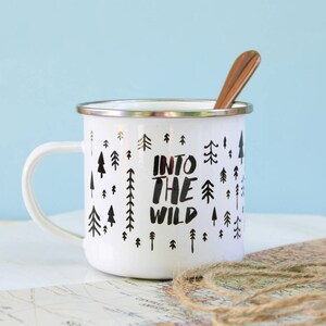 Into the Wild Enamel Mug, Enamel Camping Mug, Travel Enamel Mug, Enamel ...