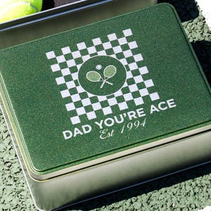Personalised Checker Tennis Hip Flask and Balls Tin Gift for Dad ...