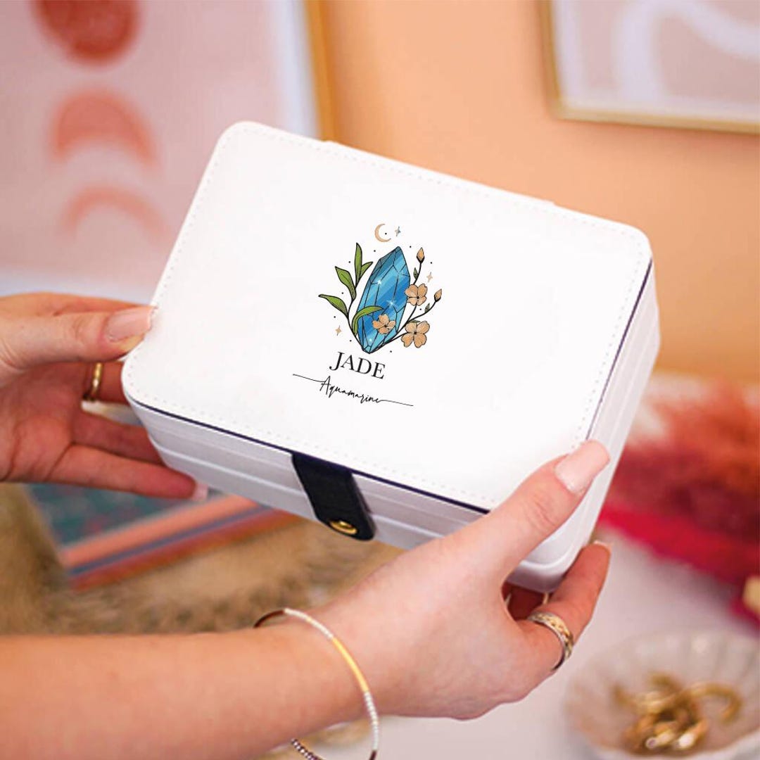 Personalised Birthstone Gem Jewellery Box Gift for Her, Jewelry ...