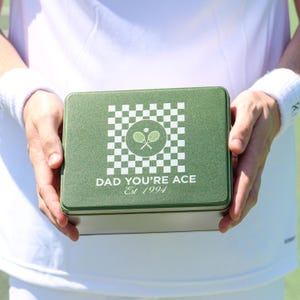 Personalised Checker Tennis Hip Flask and Balls Tin Gift for Dad ...