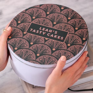 Personalised Art Deco Baking Cake Tin Gift, Personalised Cake Tin, Cake ...