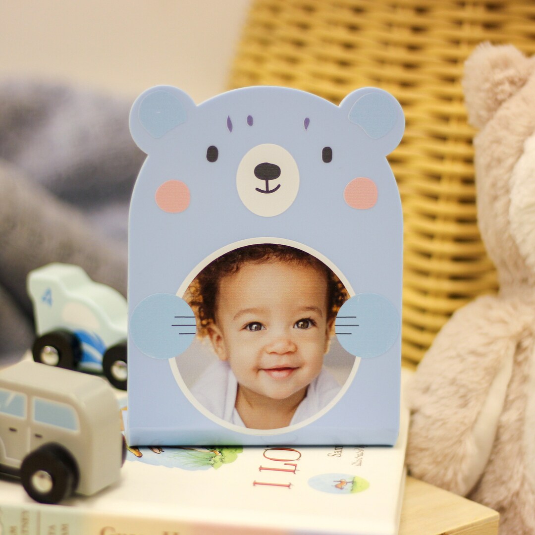 Personalised Blue Bear Photo Frame Baby Gift, Custom Baby Gift, Nursery ...