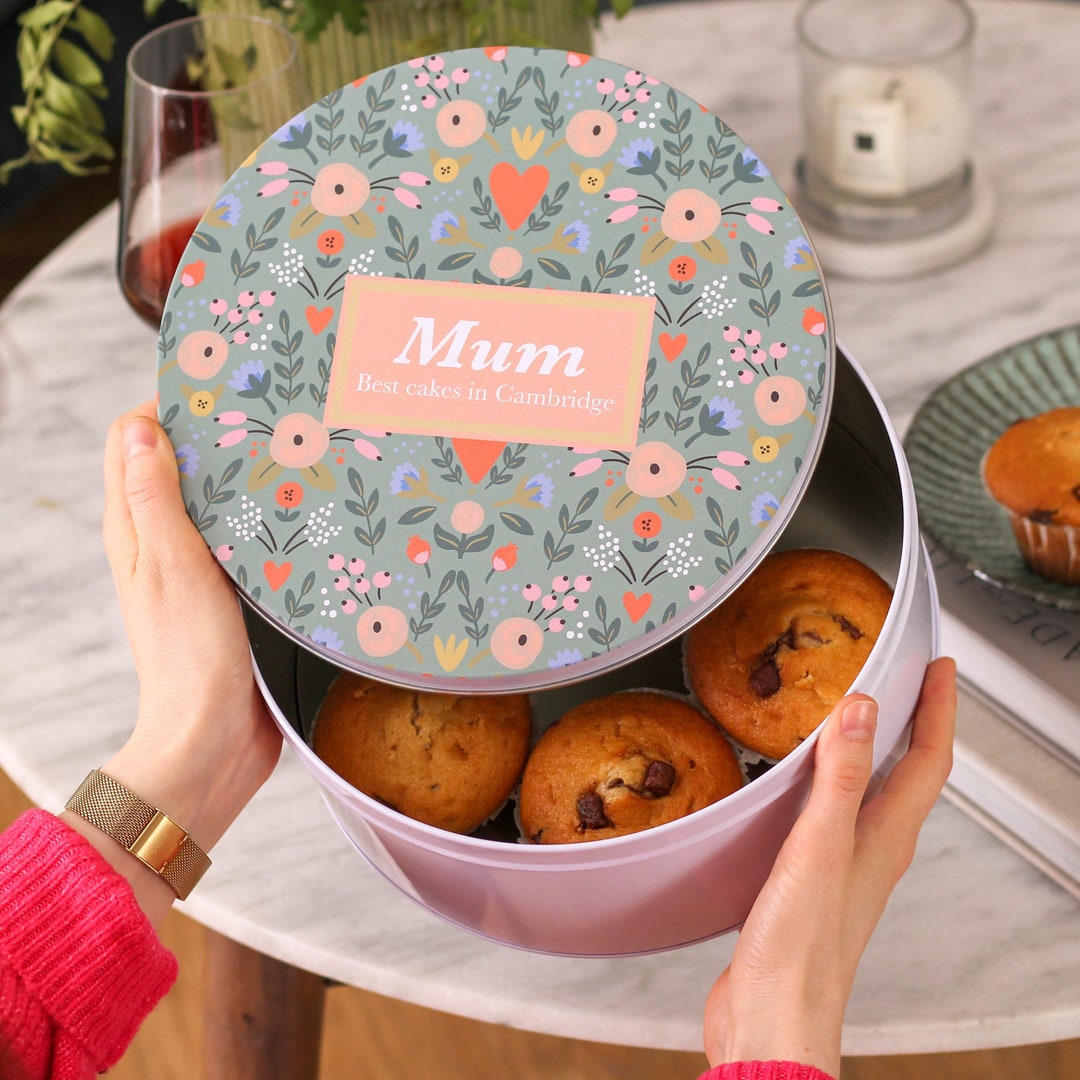Personalised Floral Cake Tin Baking Gift for Her, Personalised Cake Tin ...
