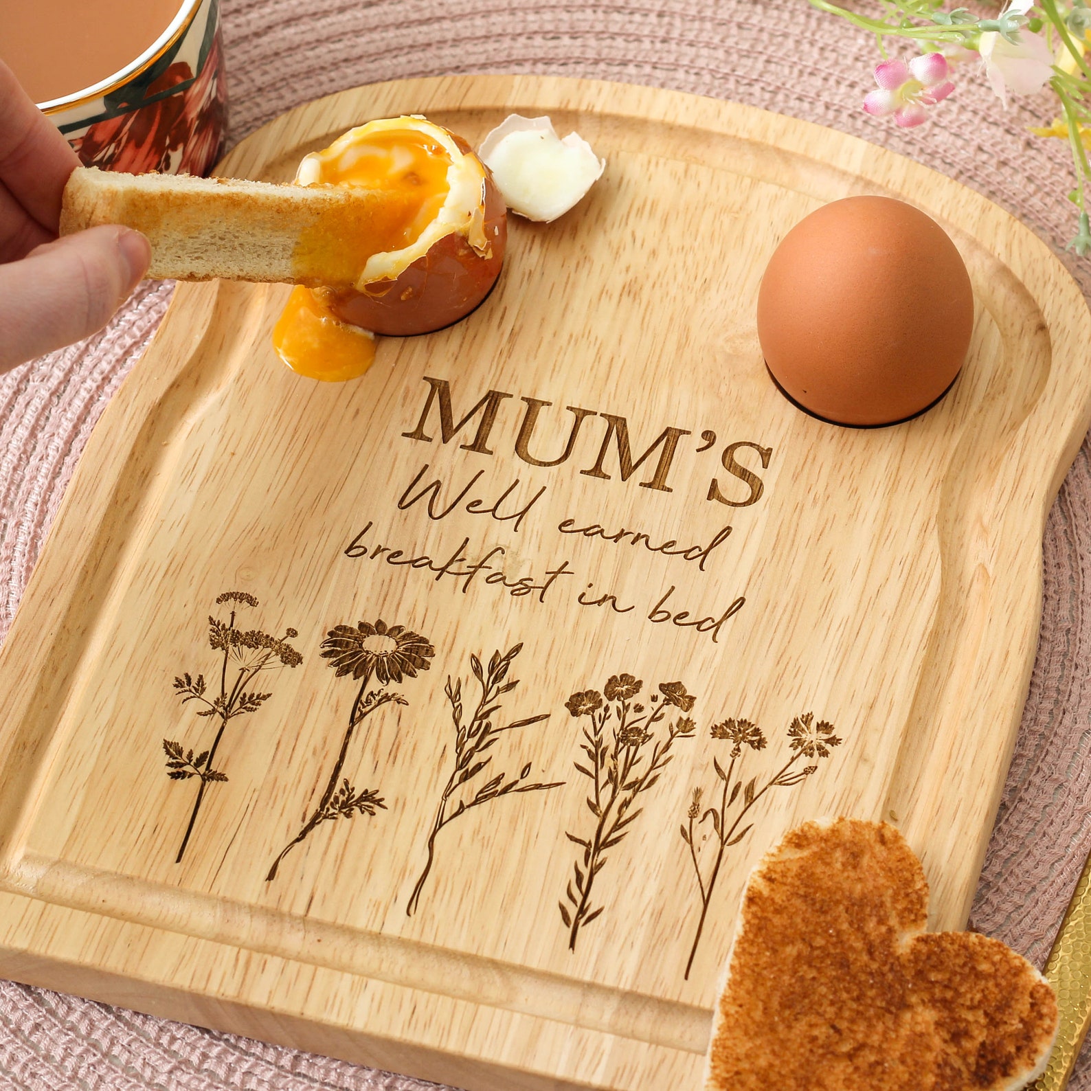 Personalised Dippy Eggs Board for Mum Wild Flowers Eggs and - Etsy UK