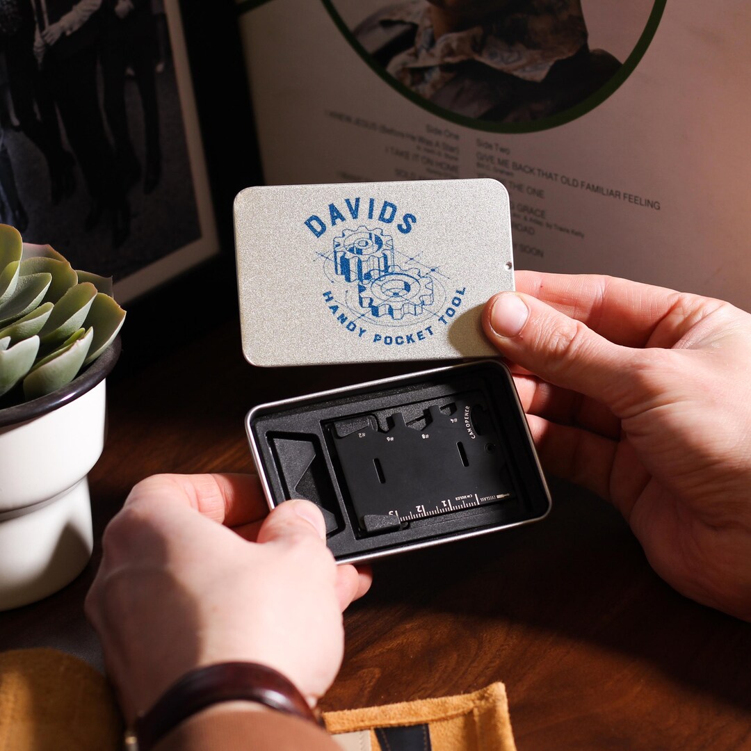 Personalised Cogs Phone Stand Multi Tool Travel Gift for Him ...