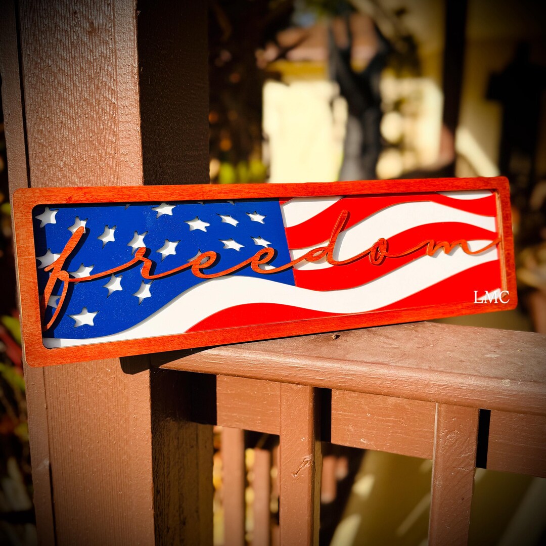 Freedom Patriotic Art With Hanger Door Decor Home Decor USA AMERICA - Etsy