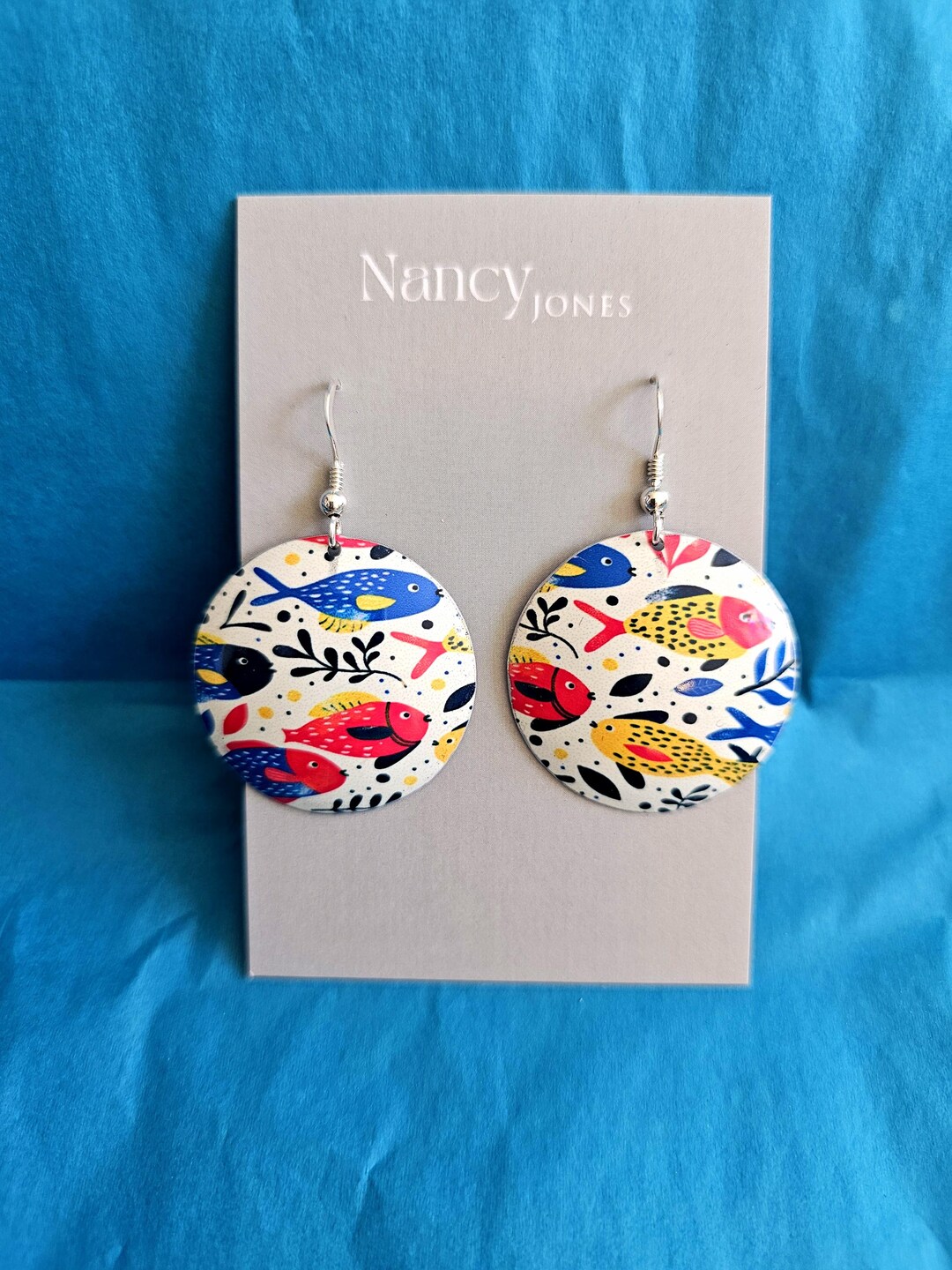 Handmade Abstract Retro Art Red Fish Earrings Quality Waterproof ...