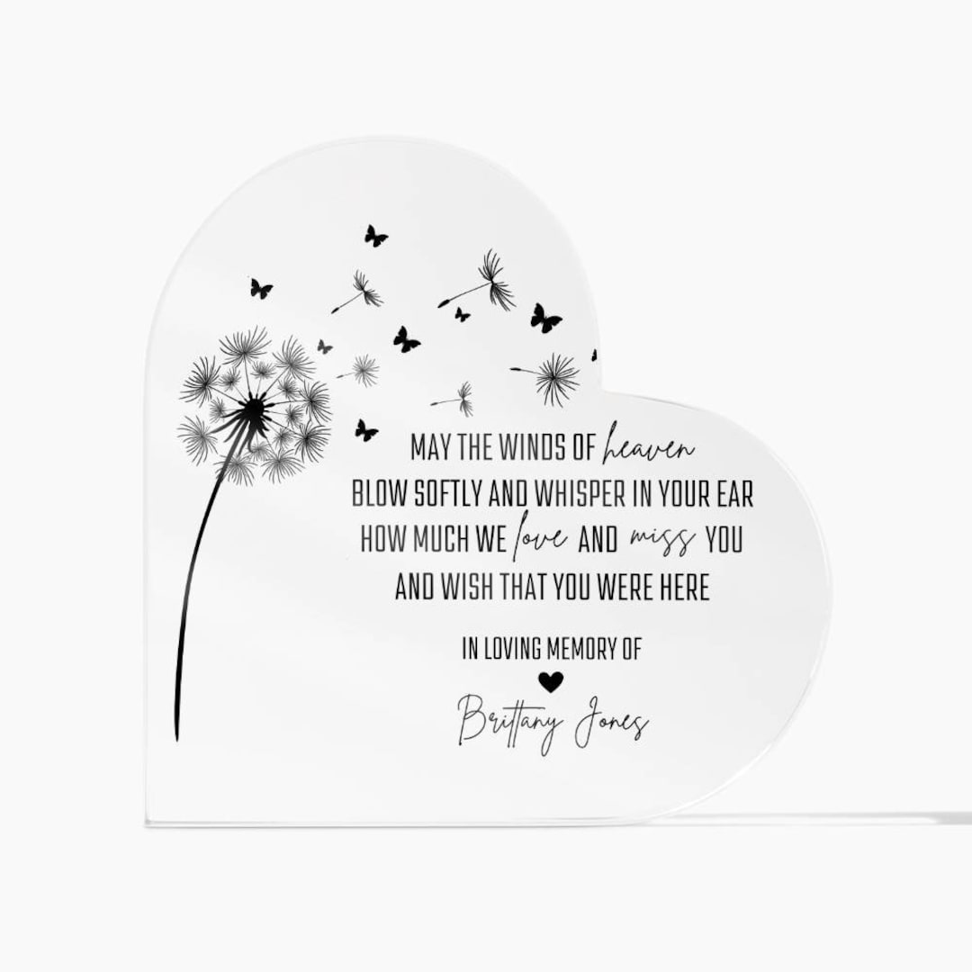 May the Winds of Heaven Blow Softly Memorial Plaque in Memory of Loss ...